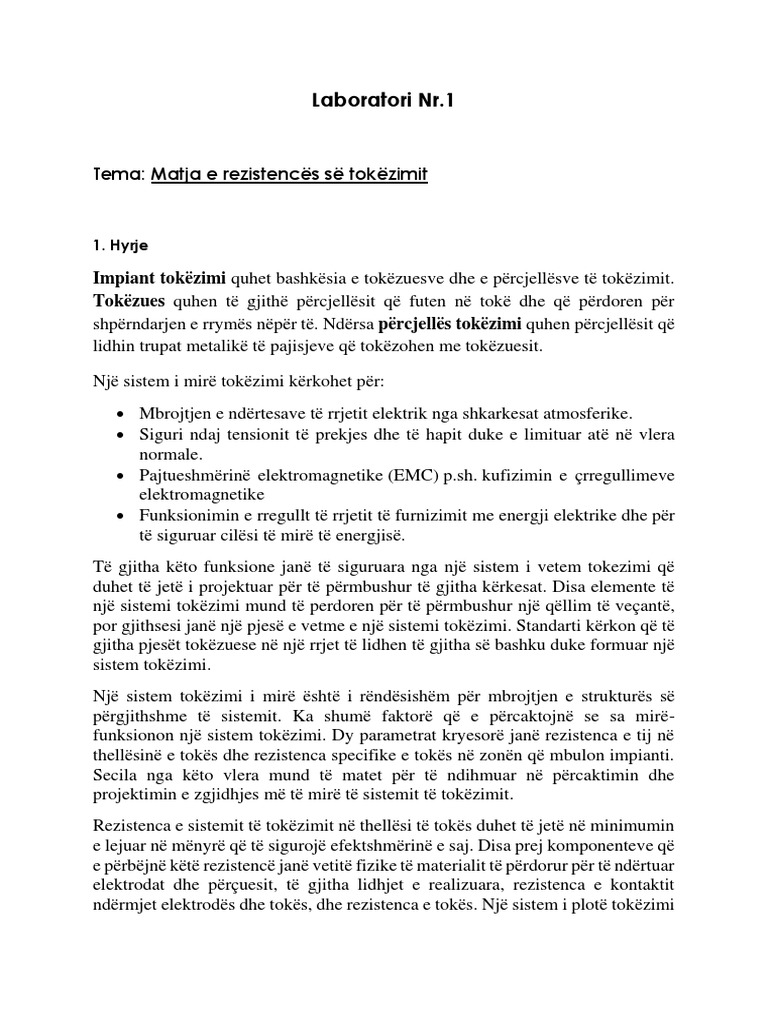 Laboratori Nr.1 Matja e Reziztences Se Tokezimit Me Ndihmen e Aparatit ...