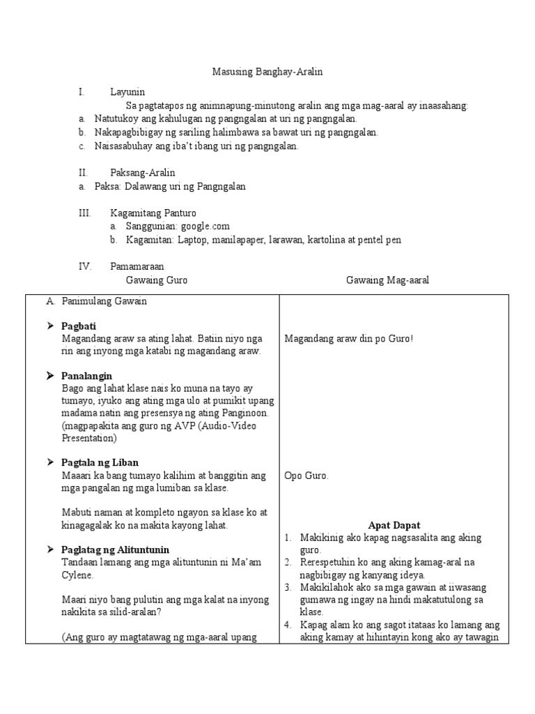 Banghay-Balarila Final | PDF