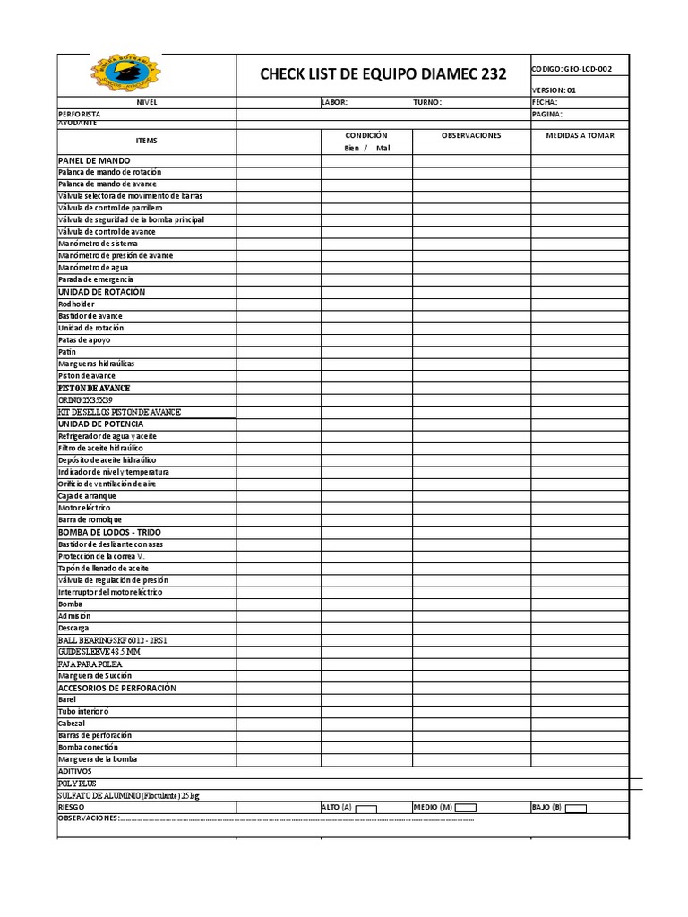 Check List-Mhd - 100a | PDF