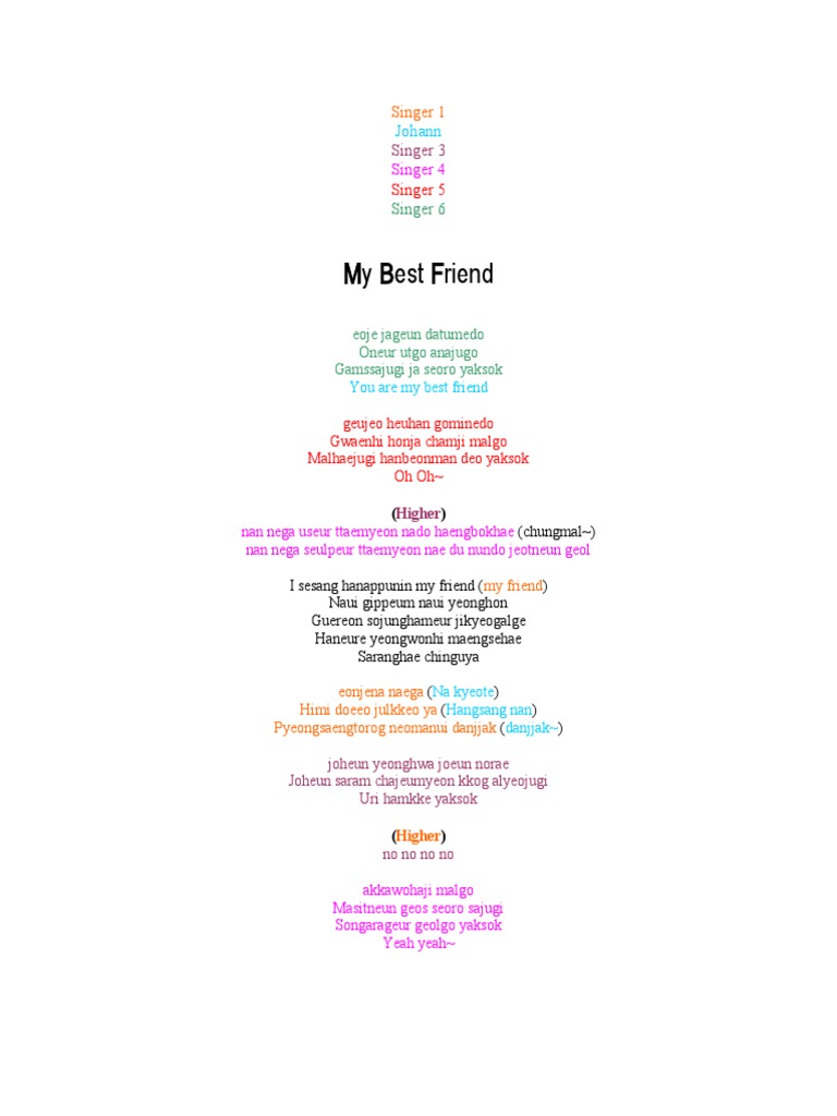 My Best Friend: Singer 4 | PDF