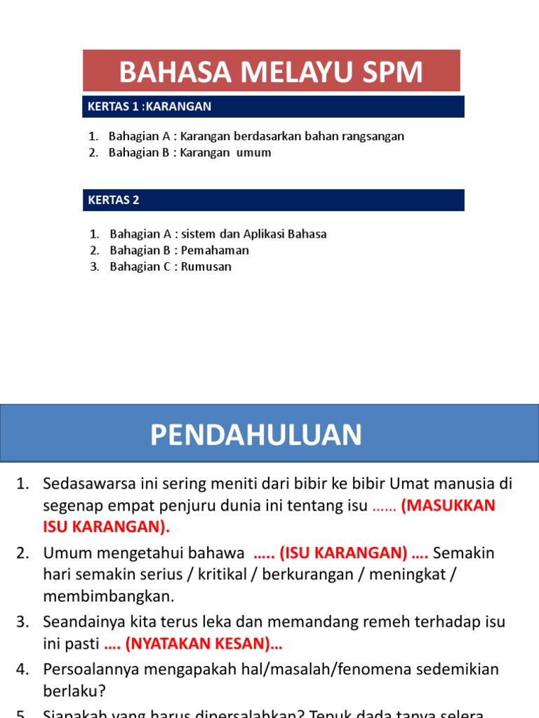 Nota Karangan Bahasa Melayu SPM | PDF