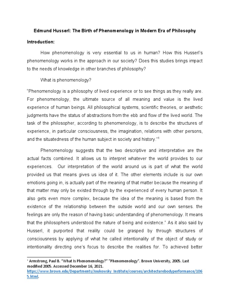 Edmund Husserl's Phenomenology | PDF | Phenomenology (Philosophy) | Edmund Husserl