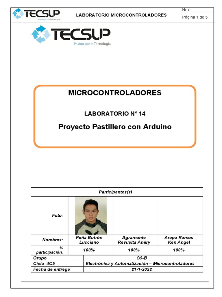 Lab 14 Proyecto Pastillero Con Arduino-1 EXP | PDF | Microcontrolador | Arduino