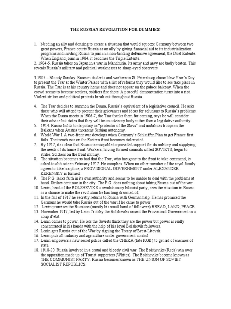Russian Revolution For Dummies | PDF | Vladimir Lenin | Nicholas Ii Of ...