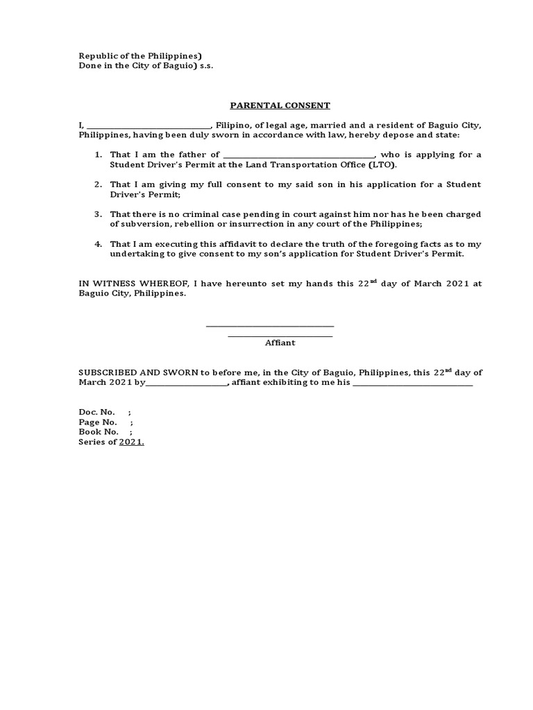 Parental Consent (LTO) | PDF