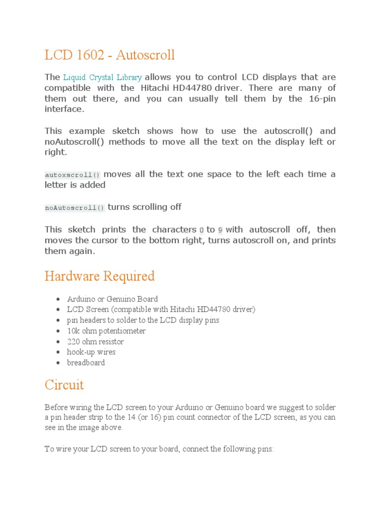 19b LCD Display 1602 | PDF | Arduino | Liquid Crystal Display