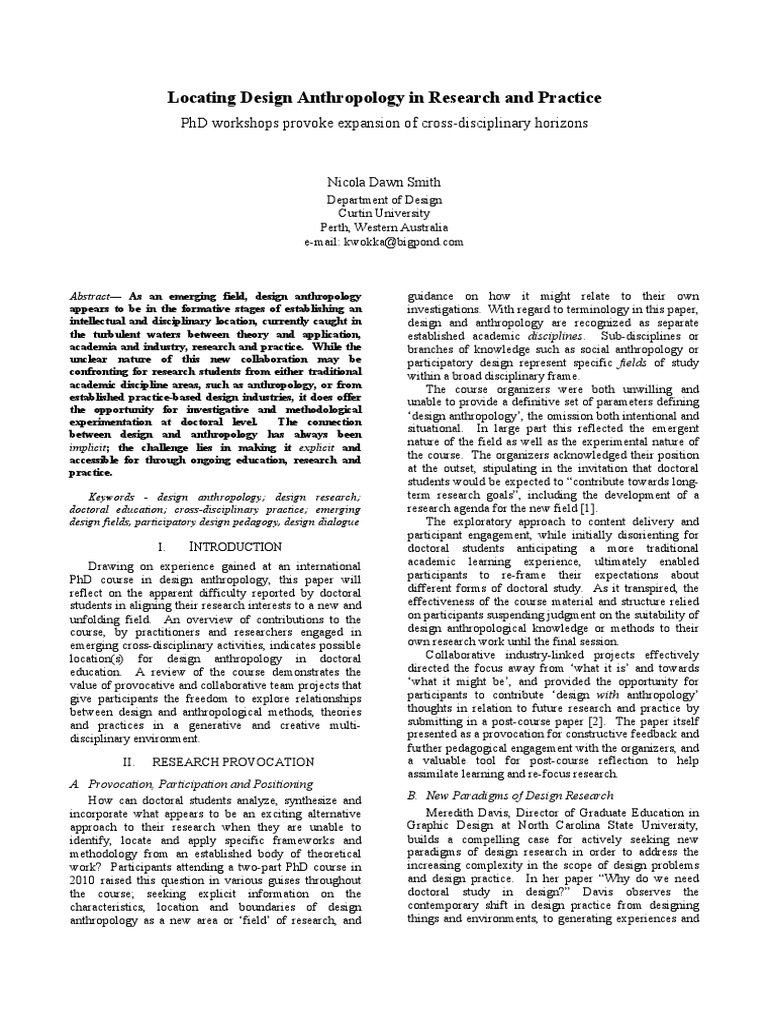 Design Anthropology in PhD Research | PDF | Anthropology | Ethnography