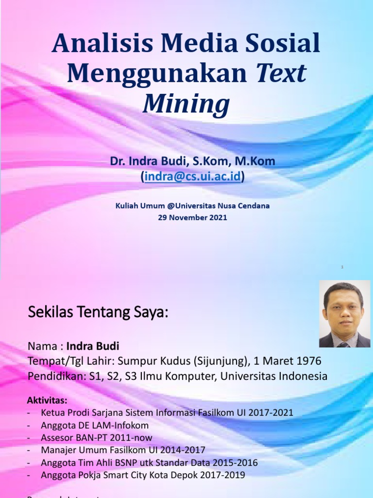 Analisis Media Sosial Menggunakan Text: Mining | PDF | Analytics | Popular Culture & Media Studies