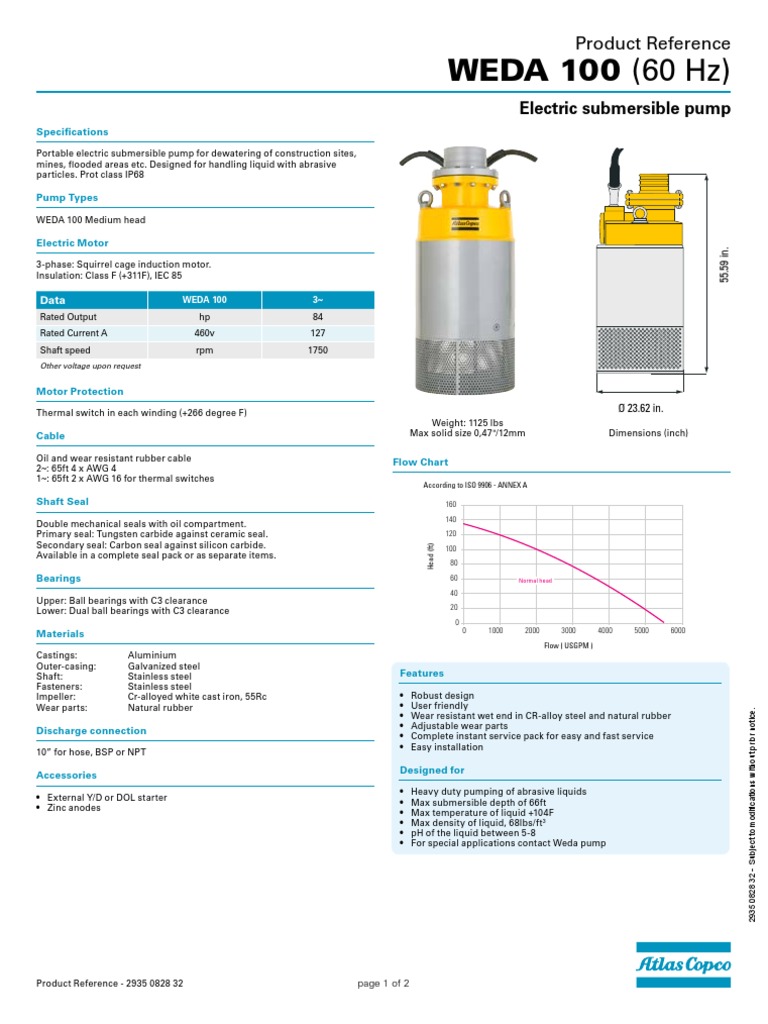 WEDA 100 (60 HZ) 2935 0828 32 - tcm1657-3572099 | PDF | Pump | Electric ...