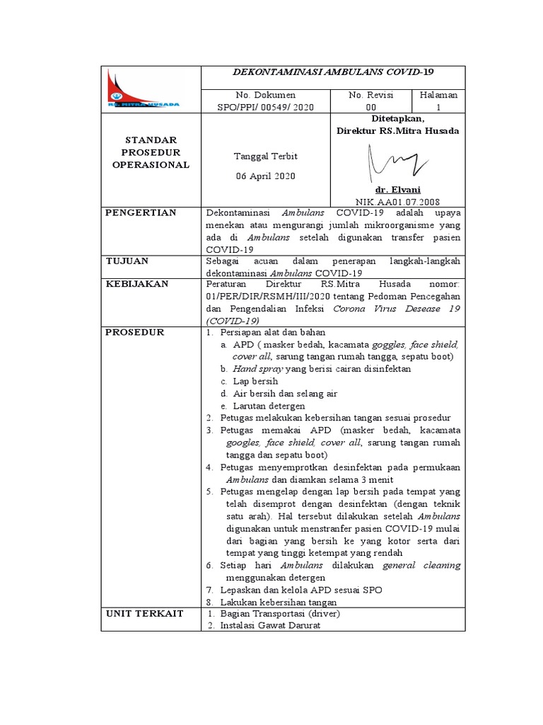 Dekontaminasi Mobil Ambulance Covid | PDF | Sains & Matematika