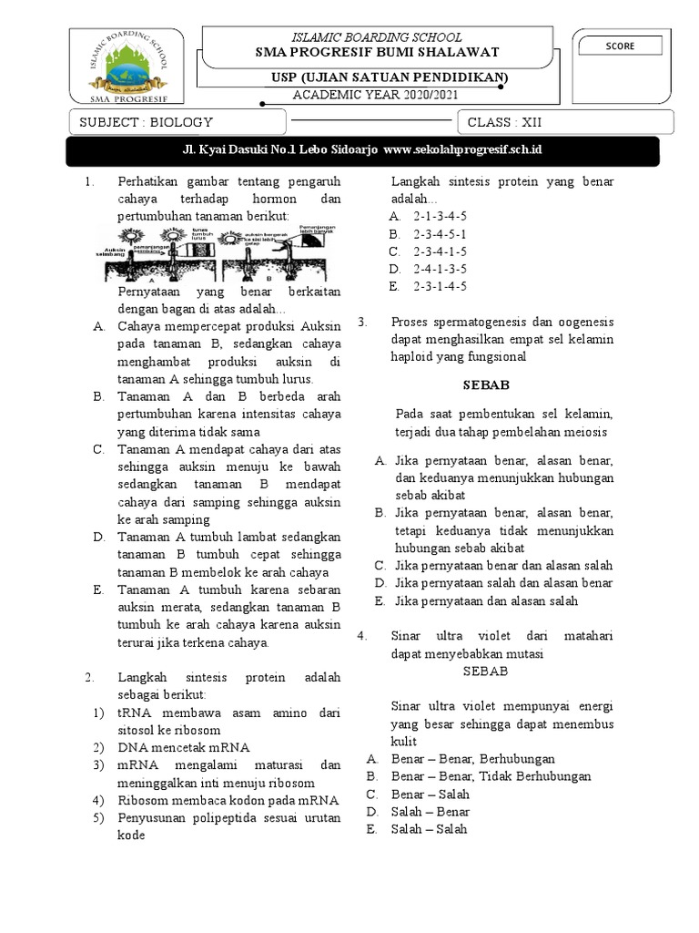 Soal Pilgan Usp Biologi | PDF