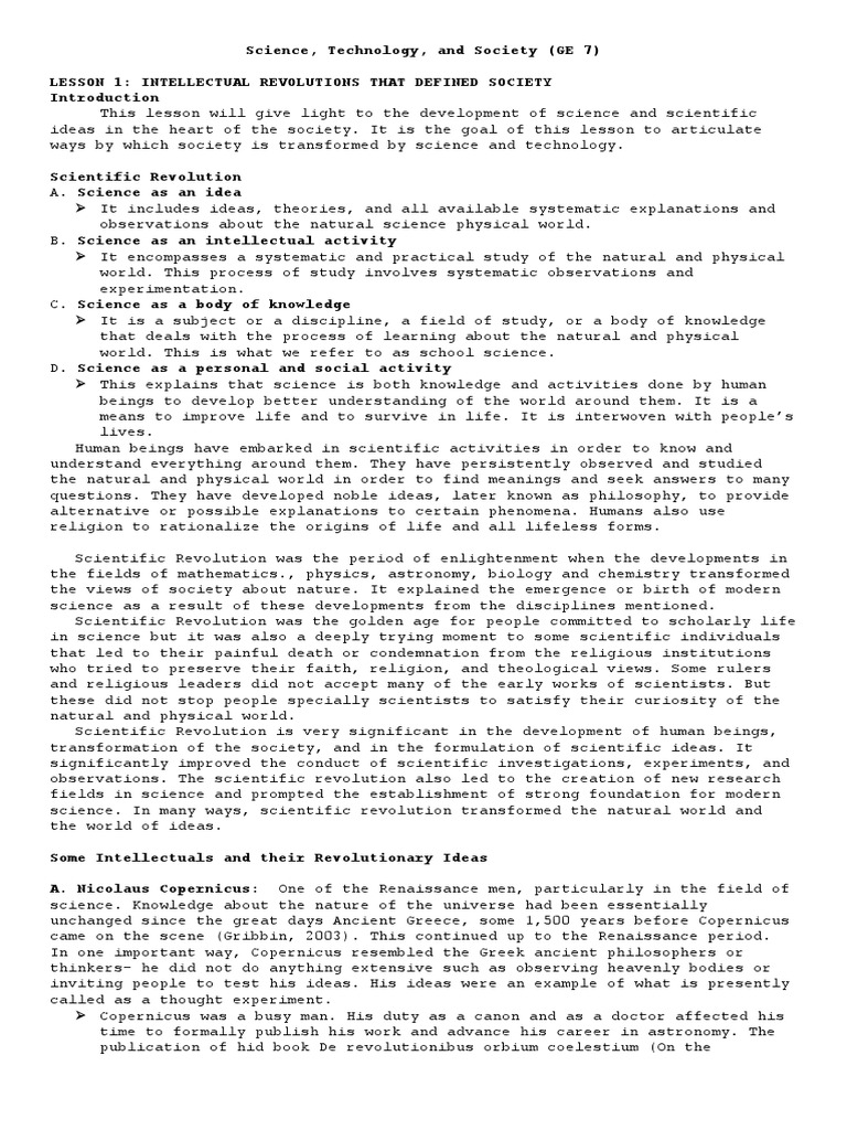 GE7 Prelim Module | PDF | Science | Scientific Revolution