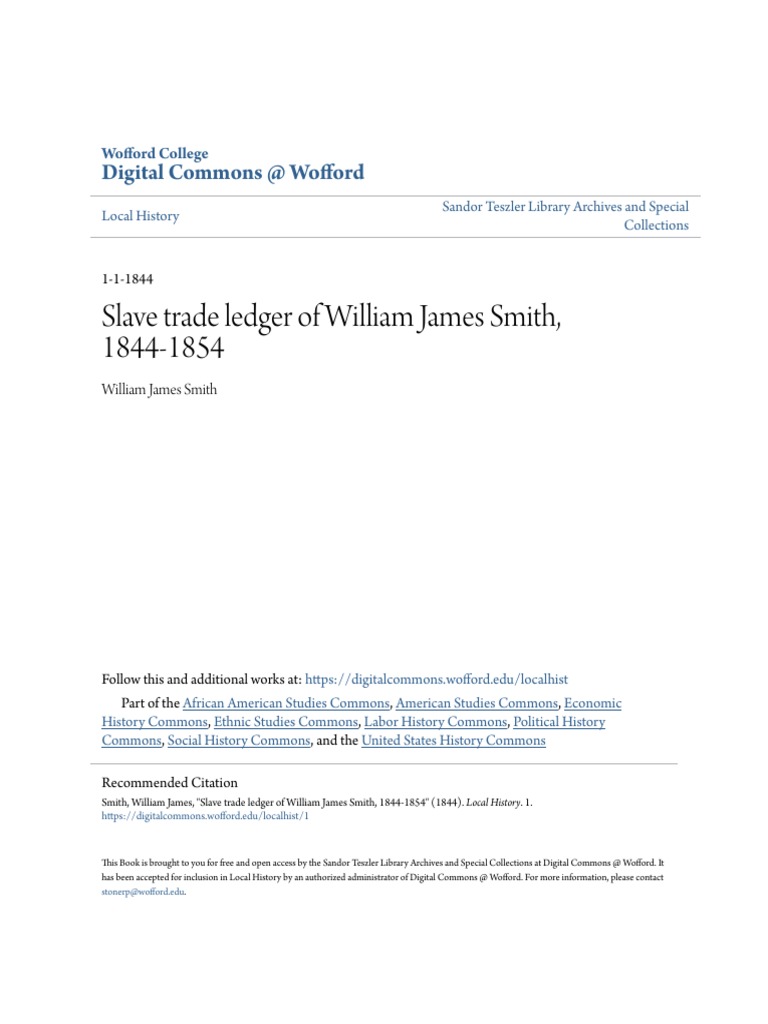 Slave Trade Ledger of William James Smith 1844-1854 | PDF