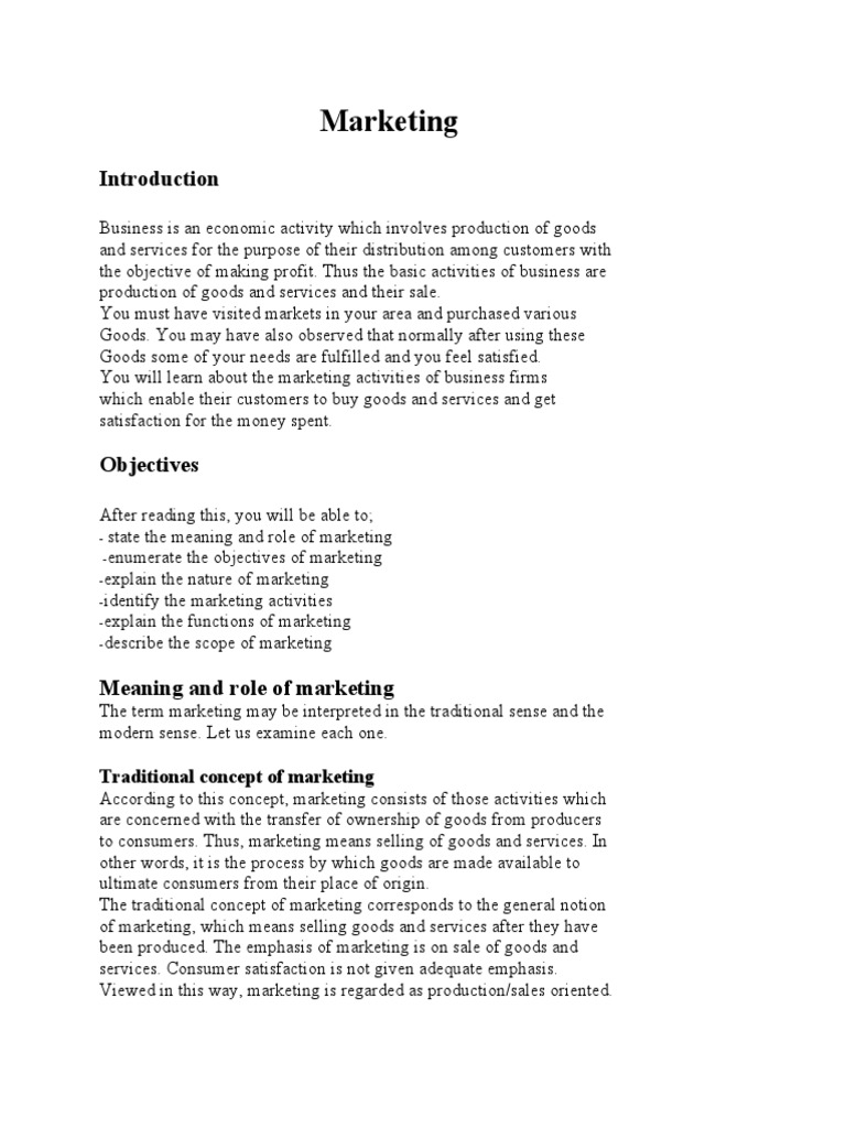 Marketing Notes For Students