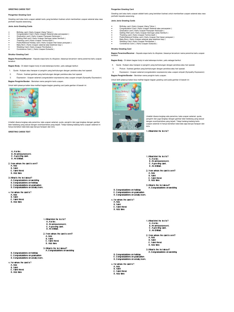 Greeting Cards Text | PDF