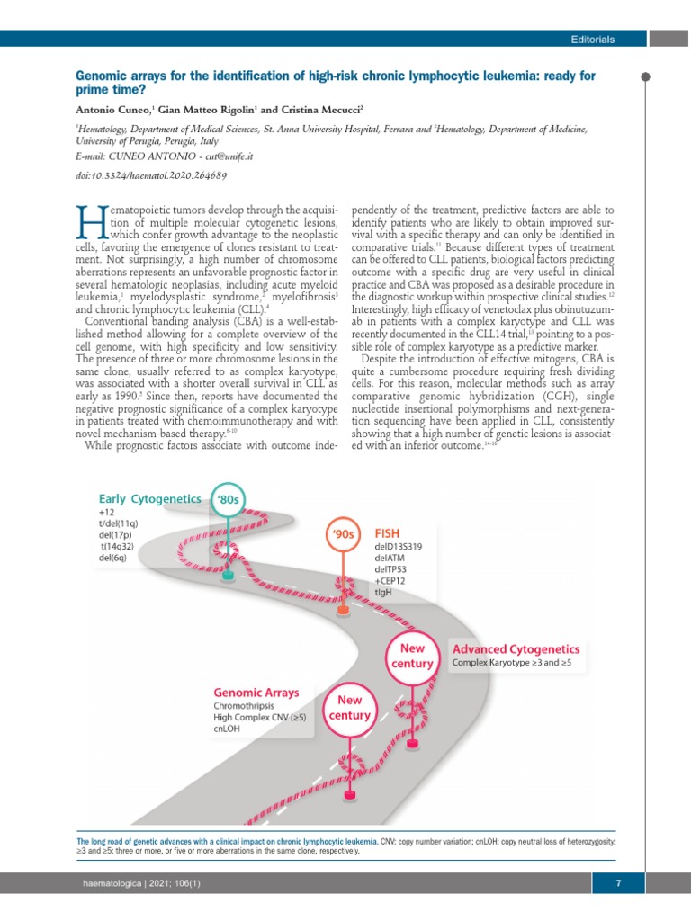 Genomic Arrays For The Identification of High-Risk Chronic Lymphocytic ...