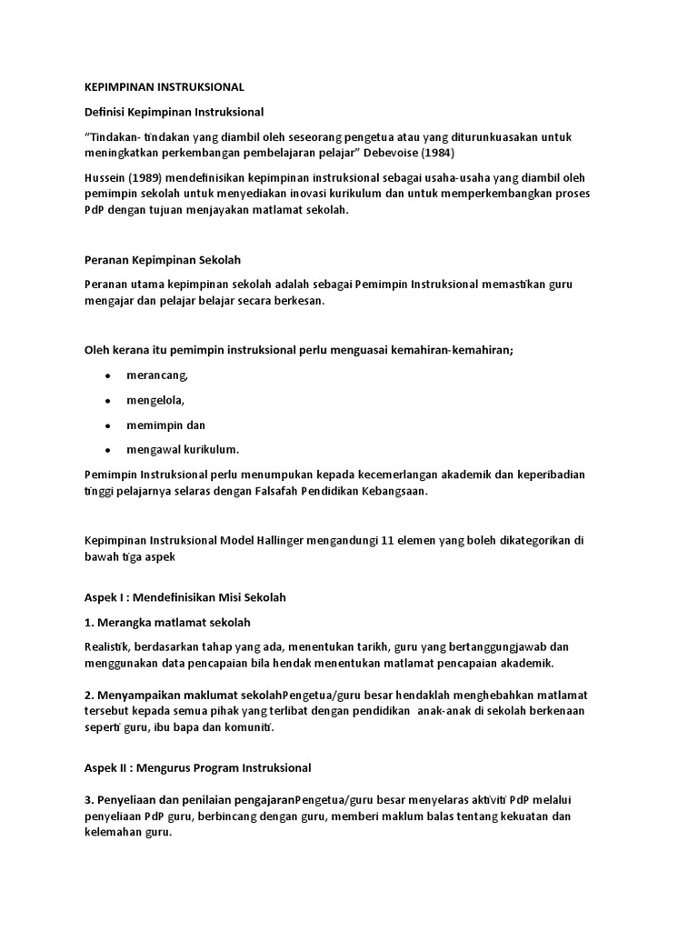 11 Elemen Kepimpinan Instruksional | PDF | Pengembangan Diri ...