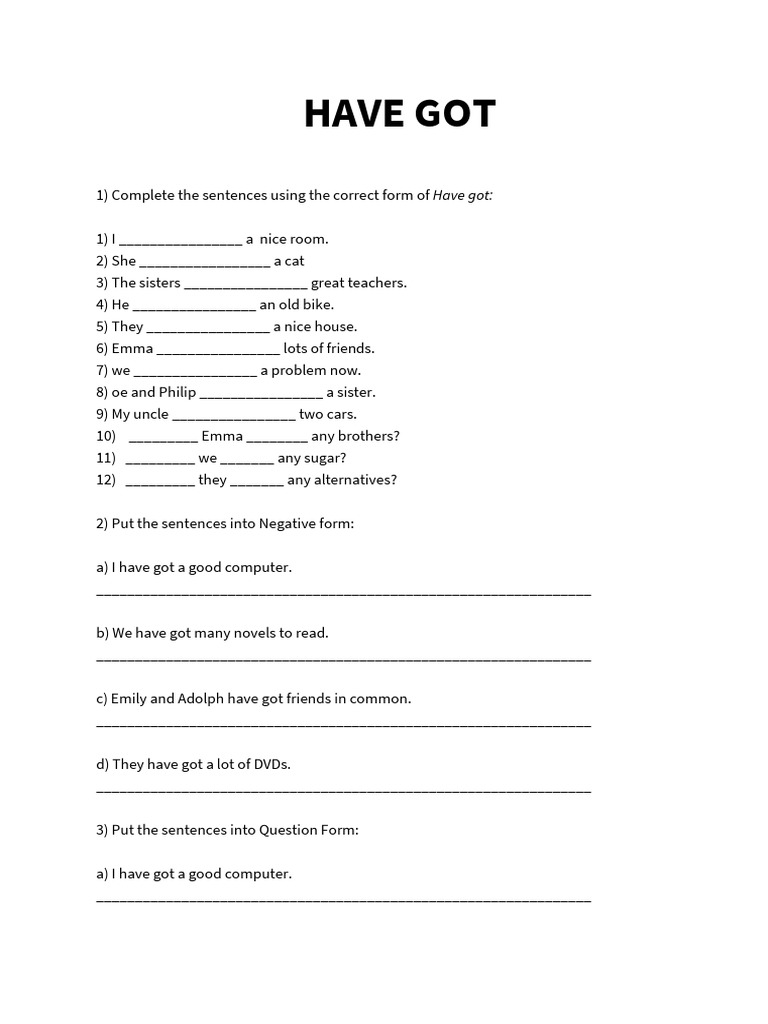 Have Got-Exercise | PDF