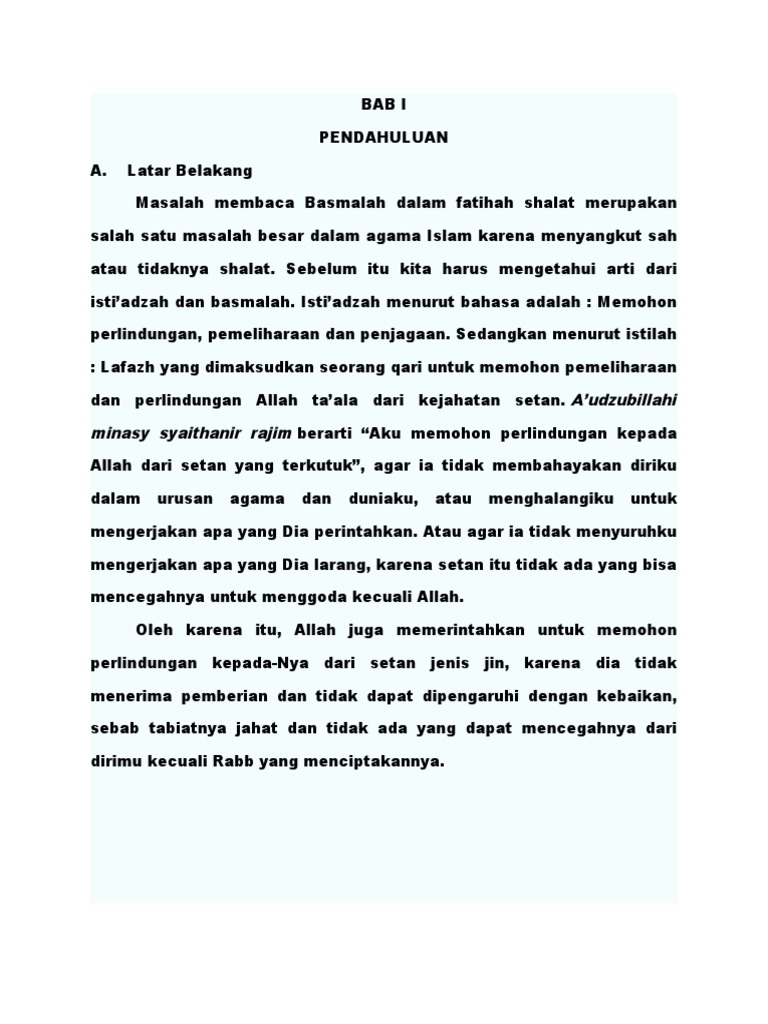 Taawwudz Basmalah Cara Membaca Menulis | PDF