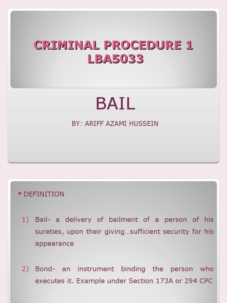 Understanding Bail in Criminal Procedure | PDF | Bail | Public Law