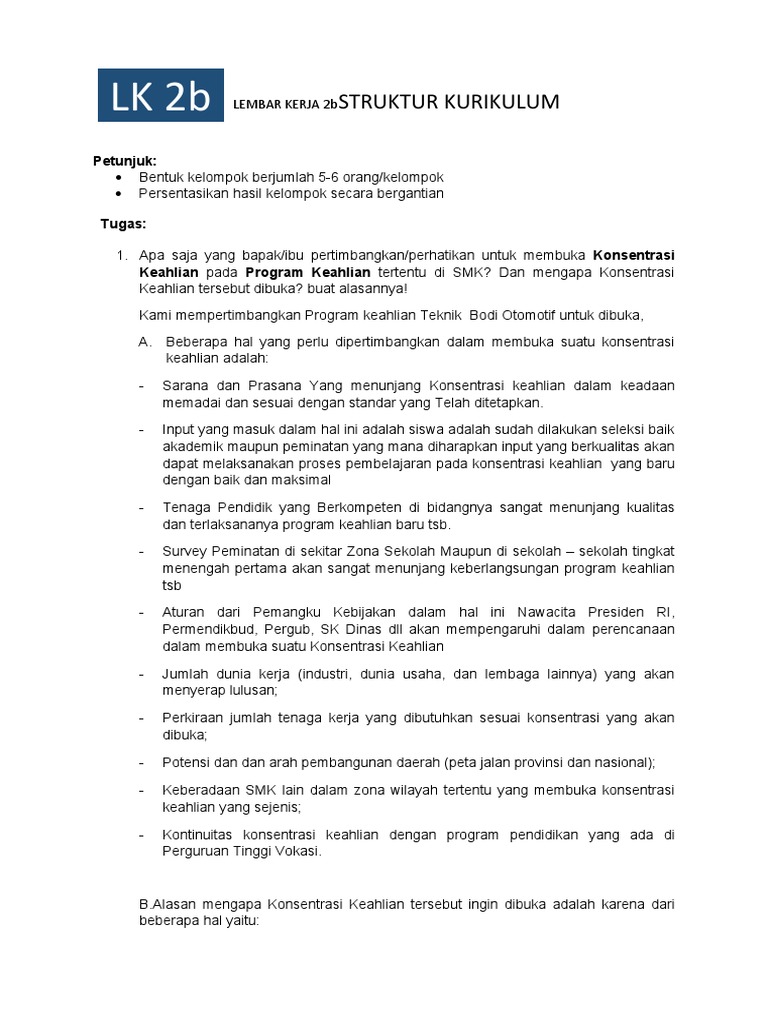 Jawaban LEMBAR KERJA 2b | PDF