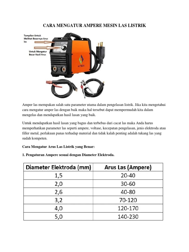 Cara Mengatur Ampere Mesin Las Listrik | PDF