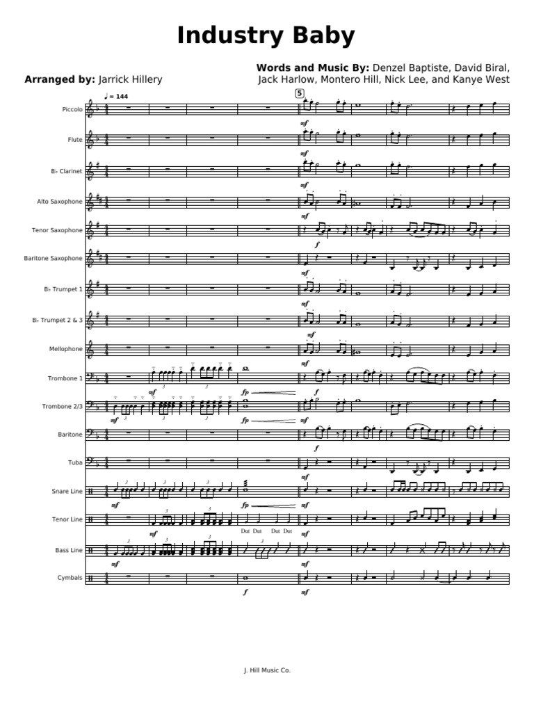 Industry Baby: Words and Music By: Denzel Baptiste, David Biral ...