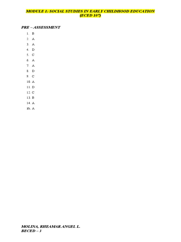 Pre-Assessment (Module 1.) | PDF