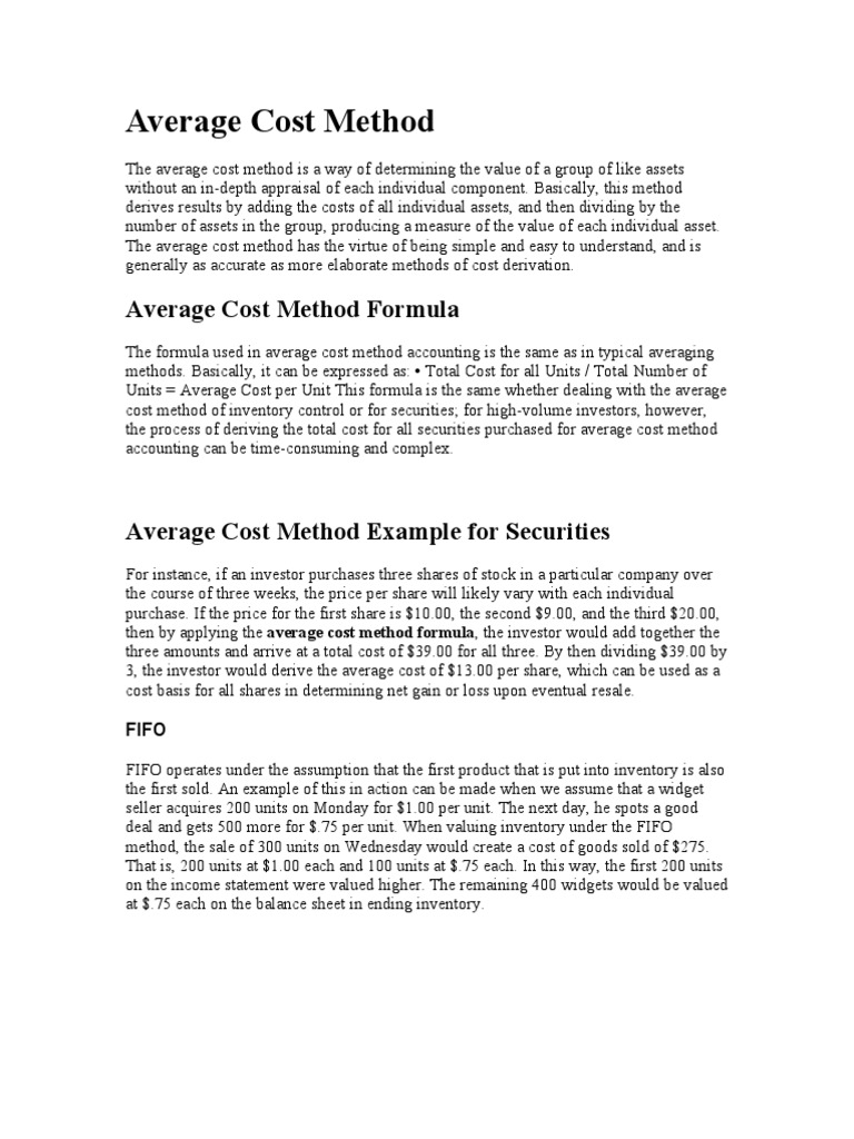 Average Cost Method | PDF | Inventory | Cost Of Goods Sold