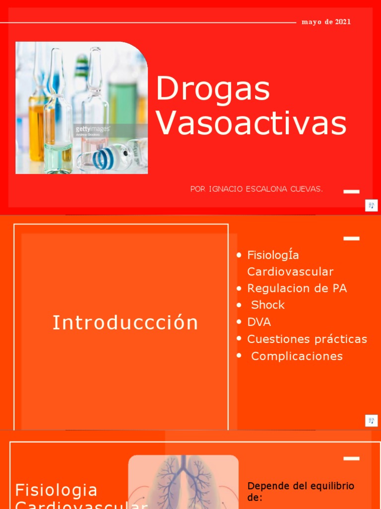 Drogas Vasoactivas | PDF | Enfermedades y trastornos humanos | Sistema cardiovascular
