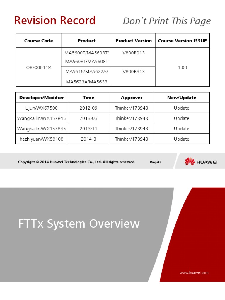 02 FTTX System Overview | PDF | Fiber To The X | Electrical Engineering