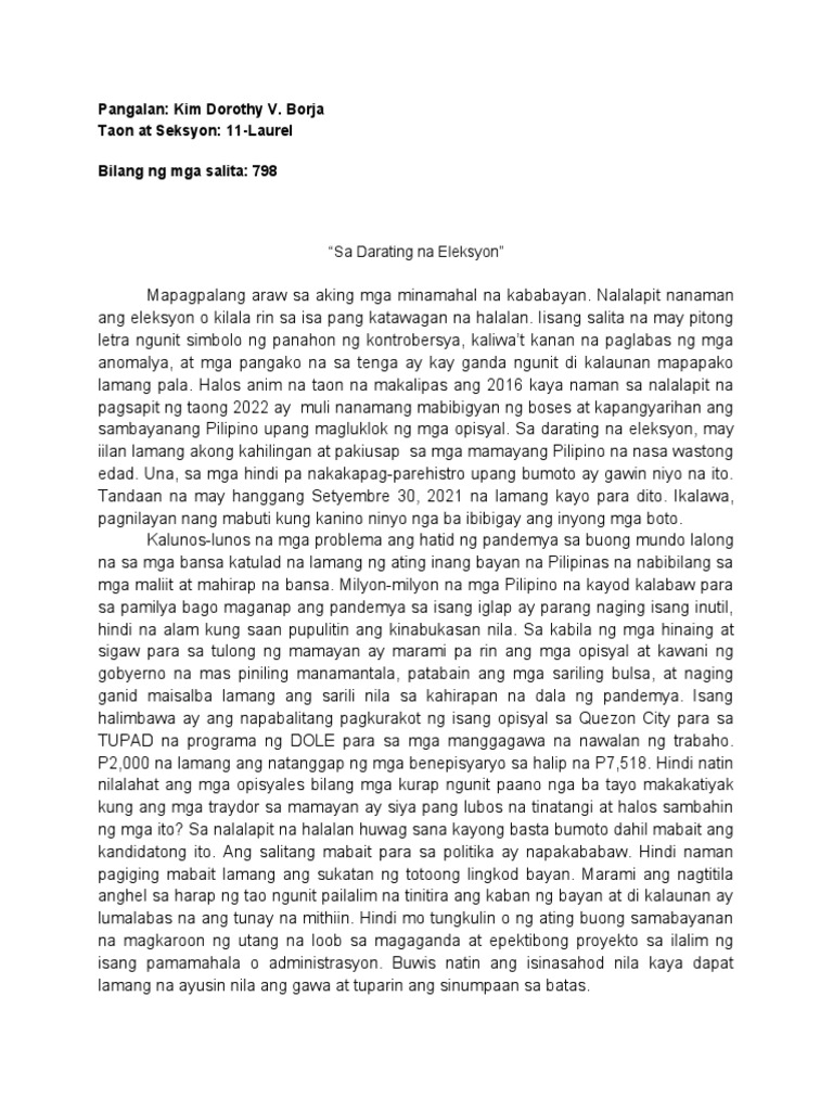Talumpati para Sa Eleksyon | PDF