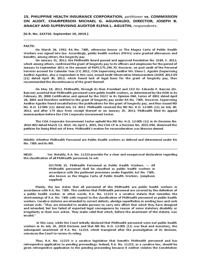 15 Philhealth Vs COA | PDF | Public Sphere | Justice
