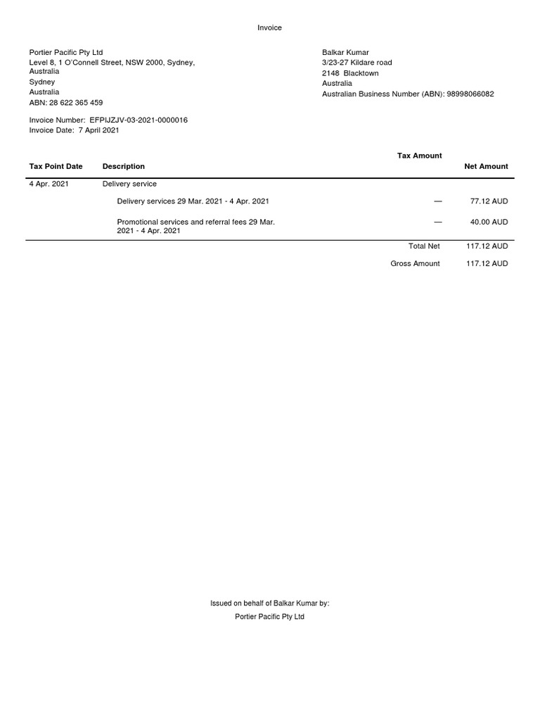 Tax Point Date Description Tax Amount Net Amount | PDF