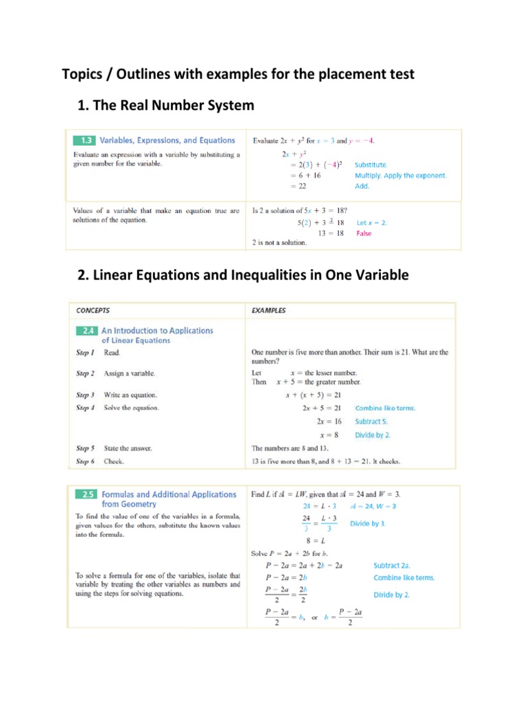 Math Placment Test Review | PDF | Teaching Methods & Materials