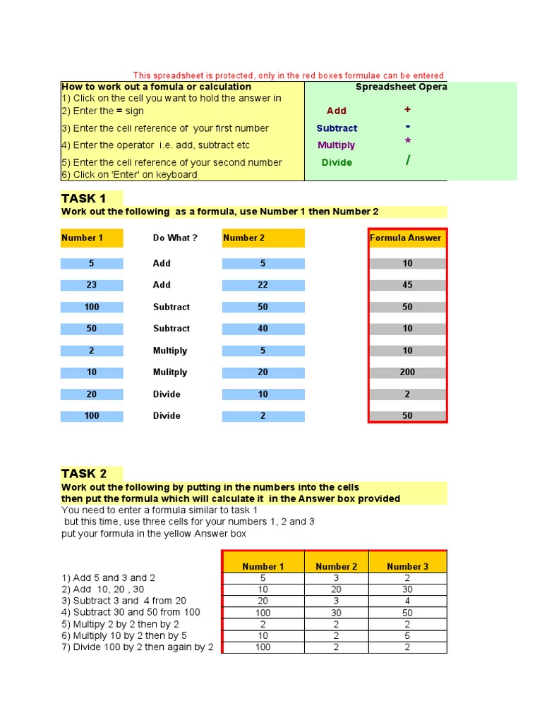 Task2 Practice Spreadsheet Tasks 1 | PDF | Spreadsheet | Formula