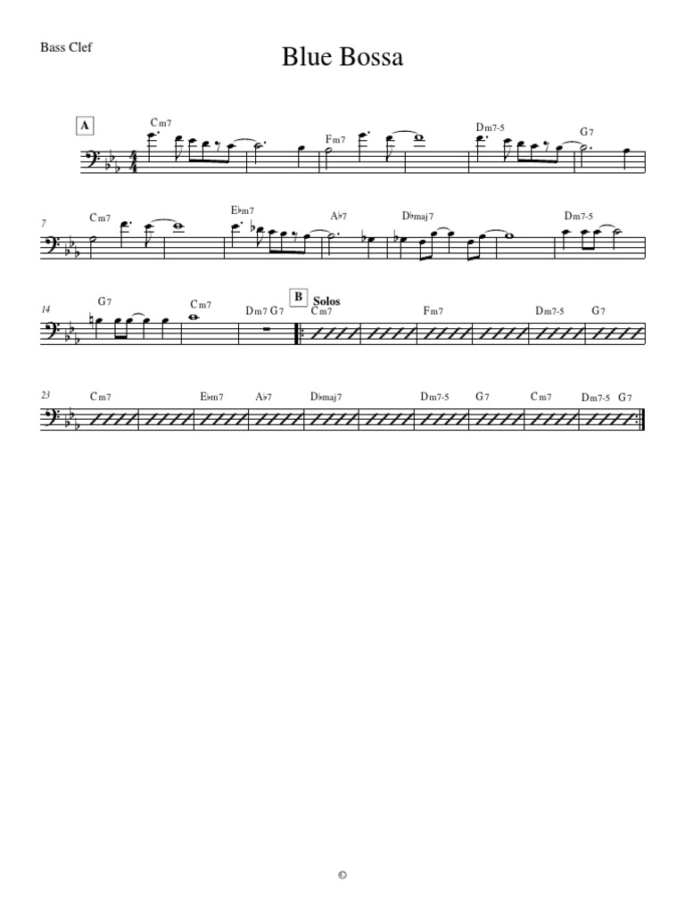 Blue Bossa - Bass Clef | PDF