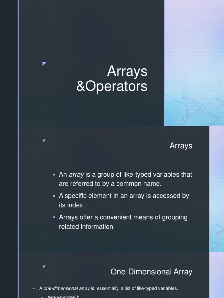 Chapter 3 - Arrays &operators | PDF | Array Data Structure | Array Data ...