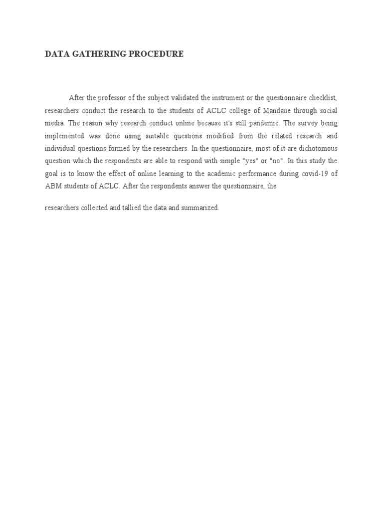 Data Gathering Procedure Example | PDF