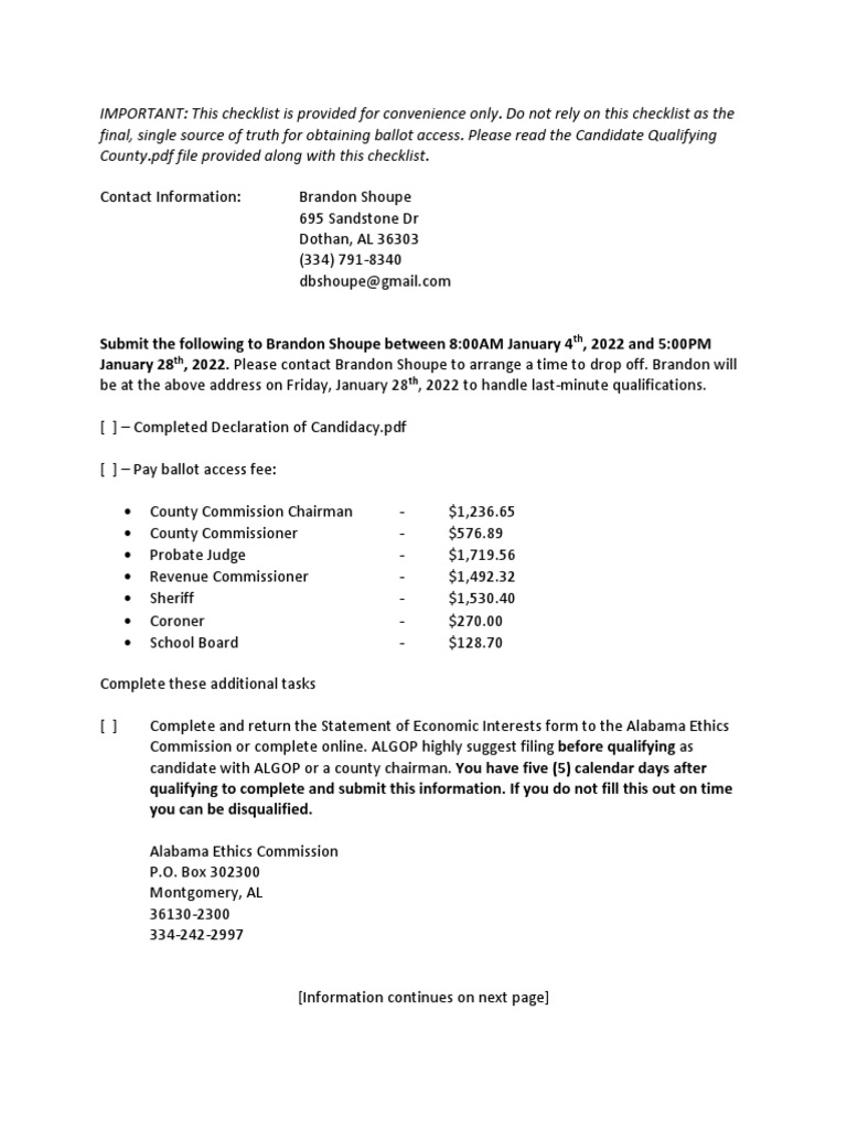 Candidate Checklist (100888) | PDF