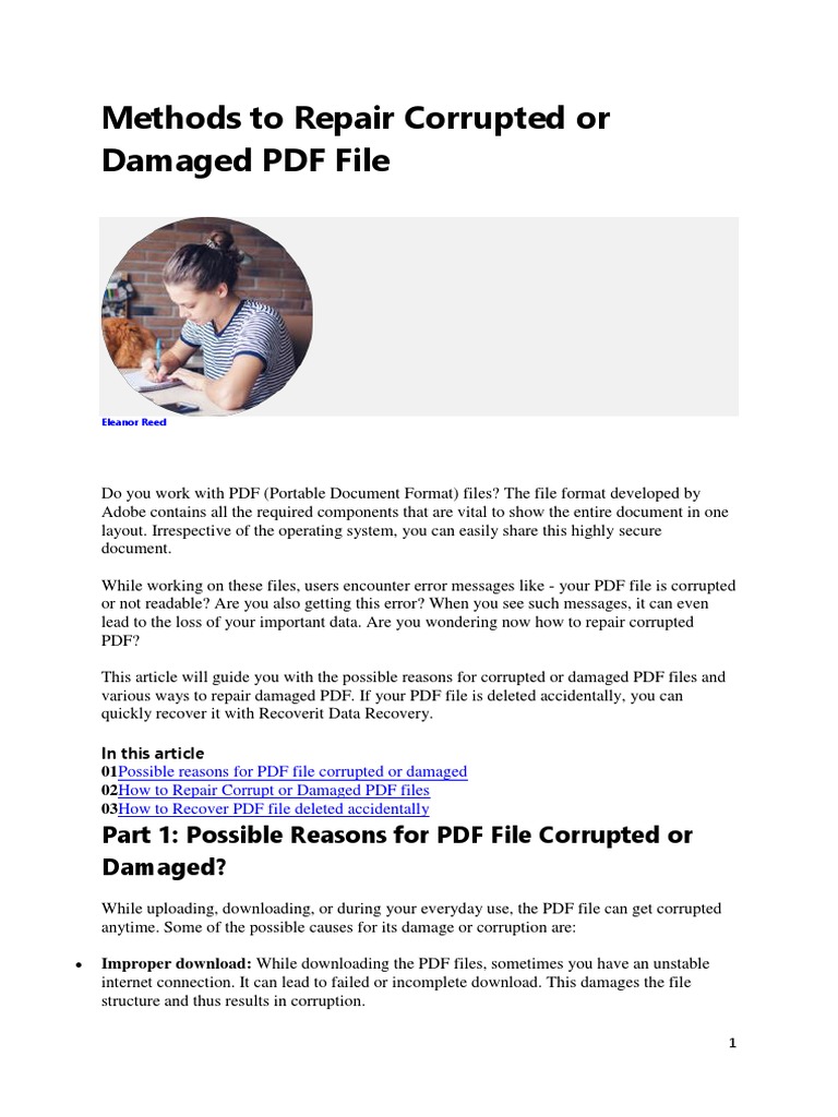 Methods To Repair Corrupted or Damaged PDF | PDF | Computer File ...