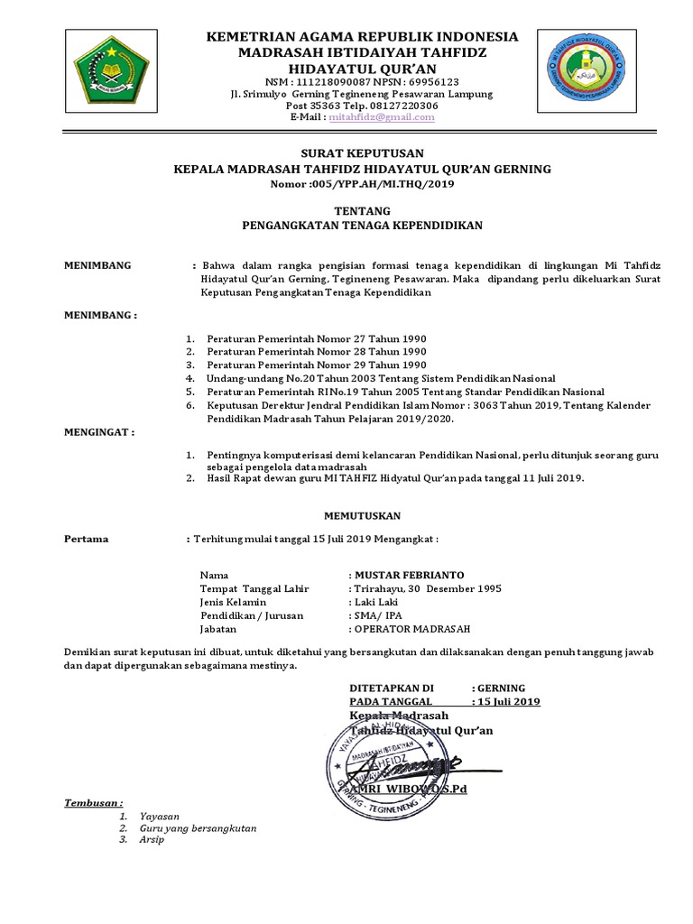 SK Operator Perbaikan | PDF