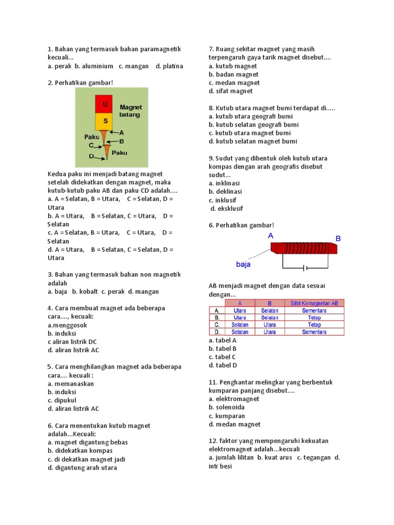 Soal Kemagnetan Kelas 9 | PDF