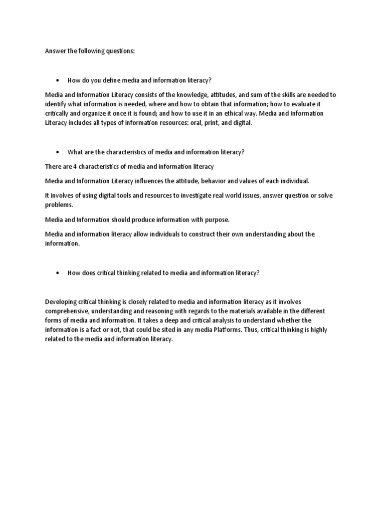 Media Information Literacy | PDF