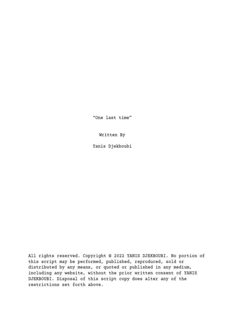 One Last Time - Short Screenplay | PDF