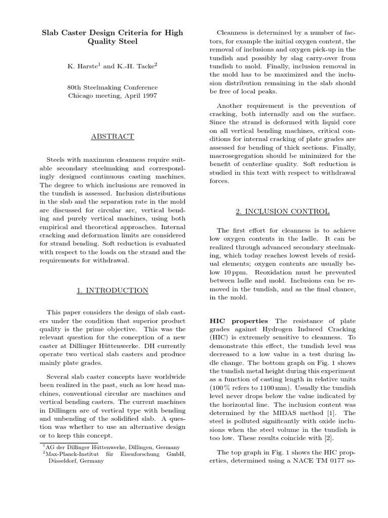 Slab Caster Design for Steel Quality | PDF | Casting (Metalworking ...