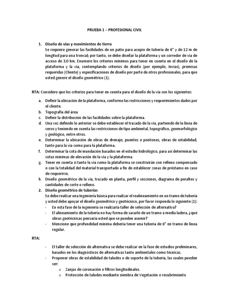 1 Prueba Prof Civil VIA-MDT-C3D-DIAG-TUB-SIG - JULIAN POVEDA | PDF ...
