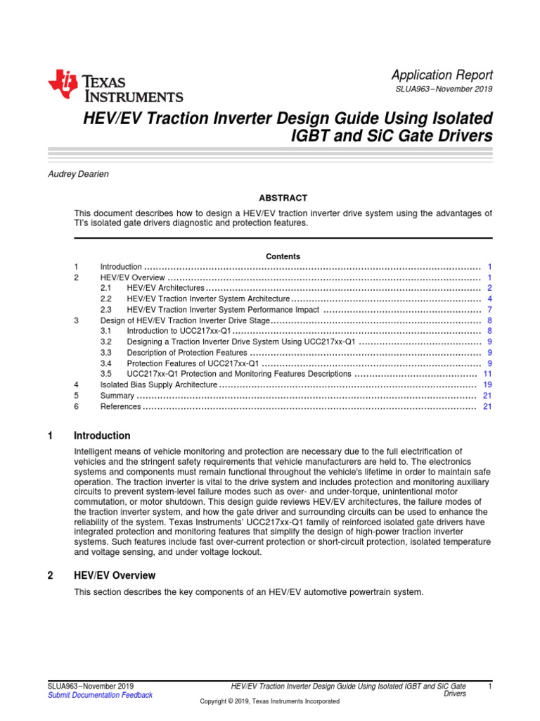 HEV-EV Traction Inverter Design Guide Using Isolated IGBT and SiC Gate ...