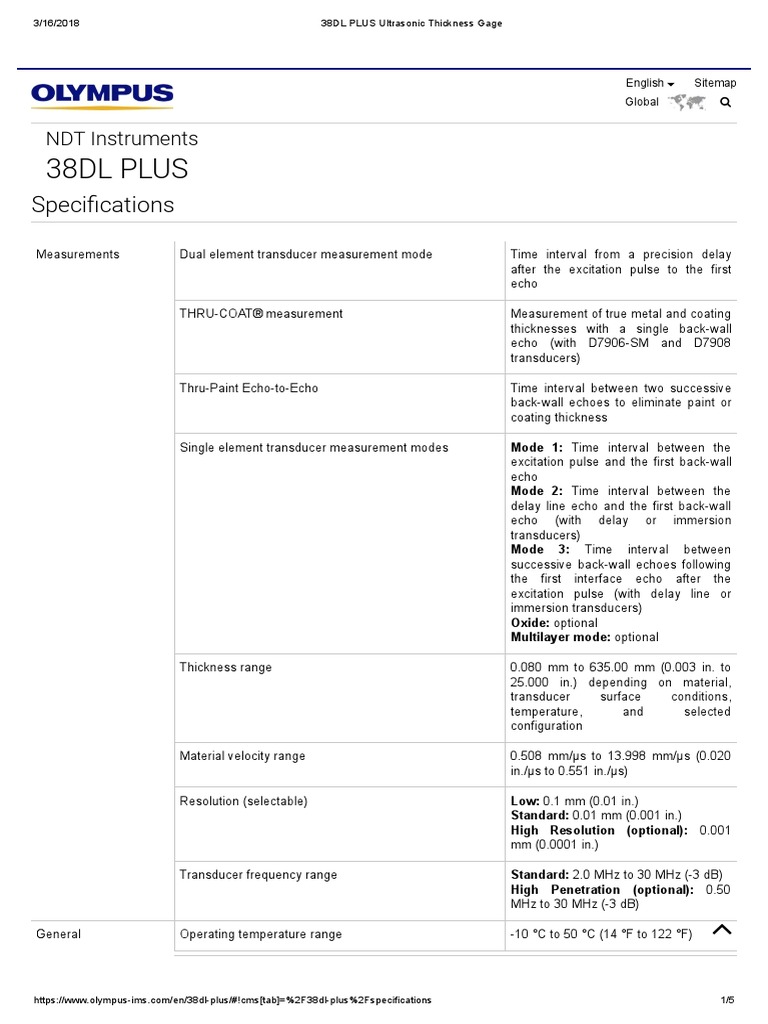 38DL PLUS Ultrasonic Thickness Gage | PDF | Ultrasound | Rectifier