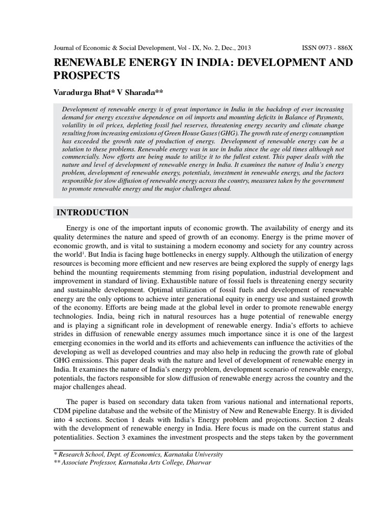 Renewable Energy Development in India | PDF | Renewable Energy | Wind Power